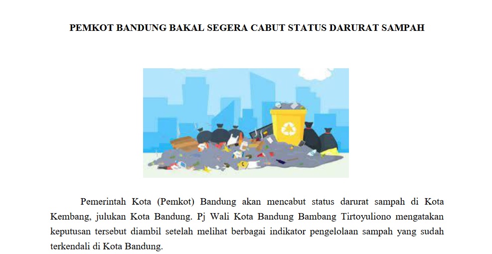 PEMKOT BANDUNG BAKAL SEGERA CABUT STATUS DARURAT SAMPAH | BPK ... PEMKOT BANDUNG BAKAL SEGERA CABUT STATUS DARURAT SAMPAH | BPK ...